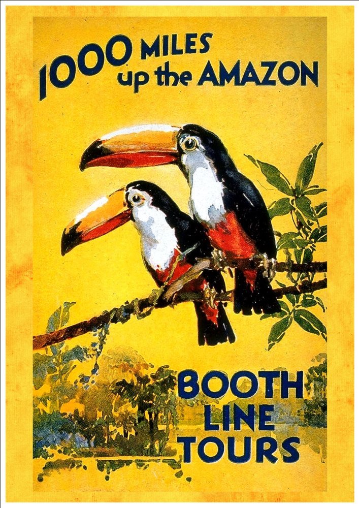 "Booth Line Tours - 1000 Miles Up The Amazon" A4 Glossy Vintage Cruise ...