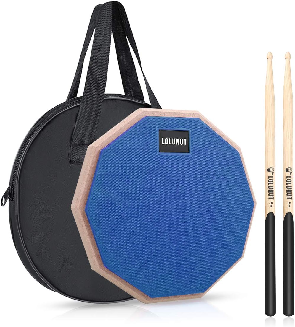 LOLUNUT 12 Inch Silent Drum Pad, Dumb Drum Beginner Rubber Practice Pad ...