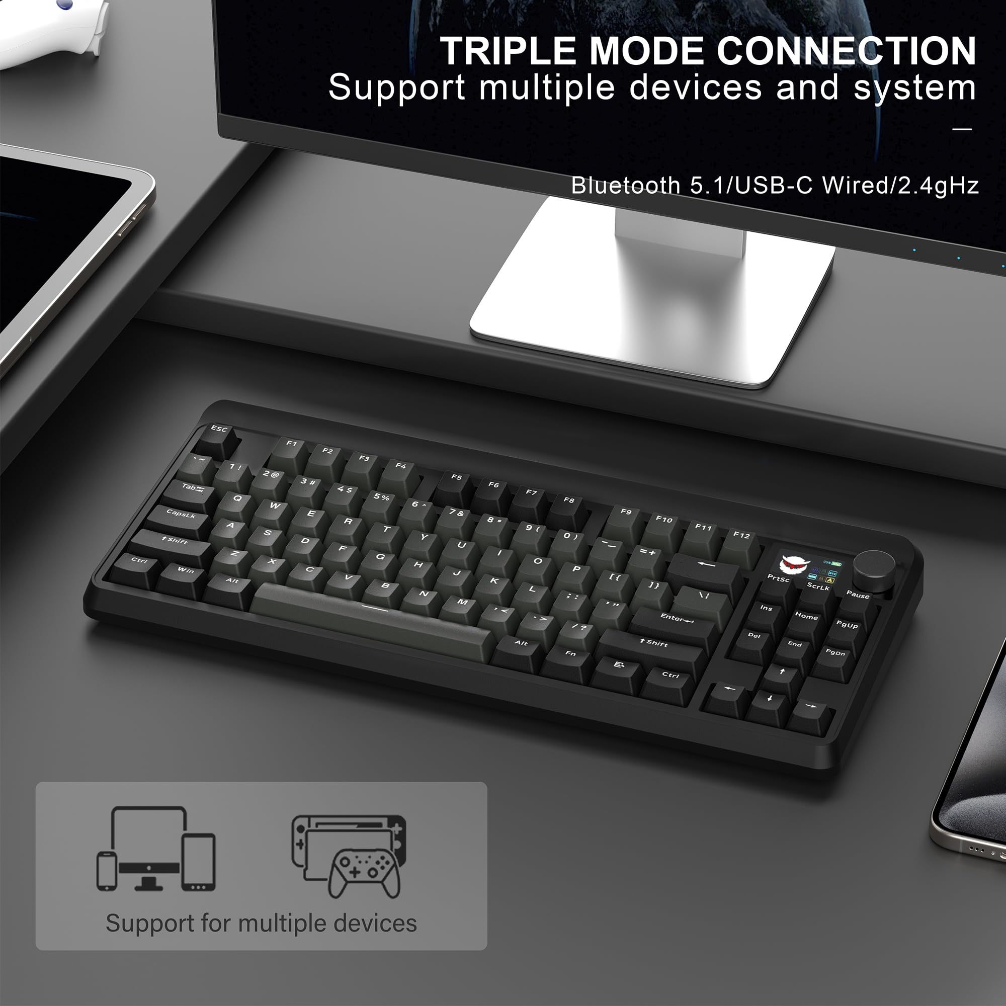 Mua XVX Retro 75% Gaming Keyboard with TFT Smart Display&Knob, M87 Pro ...