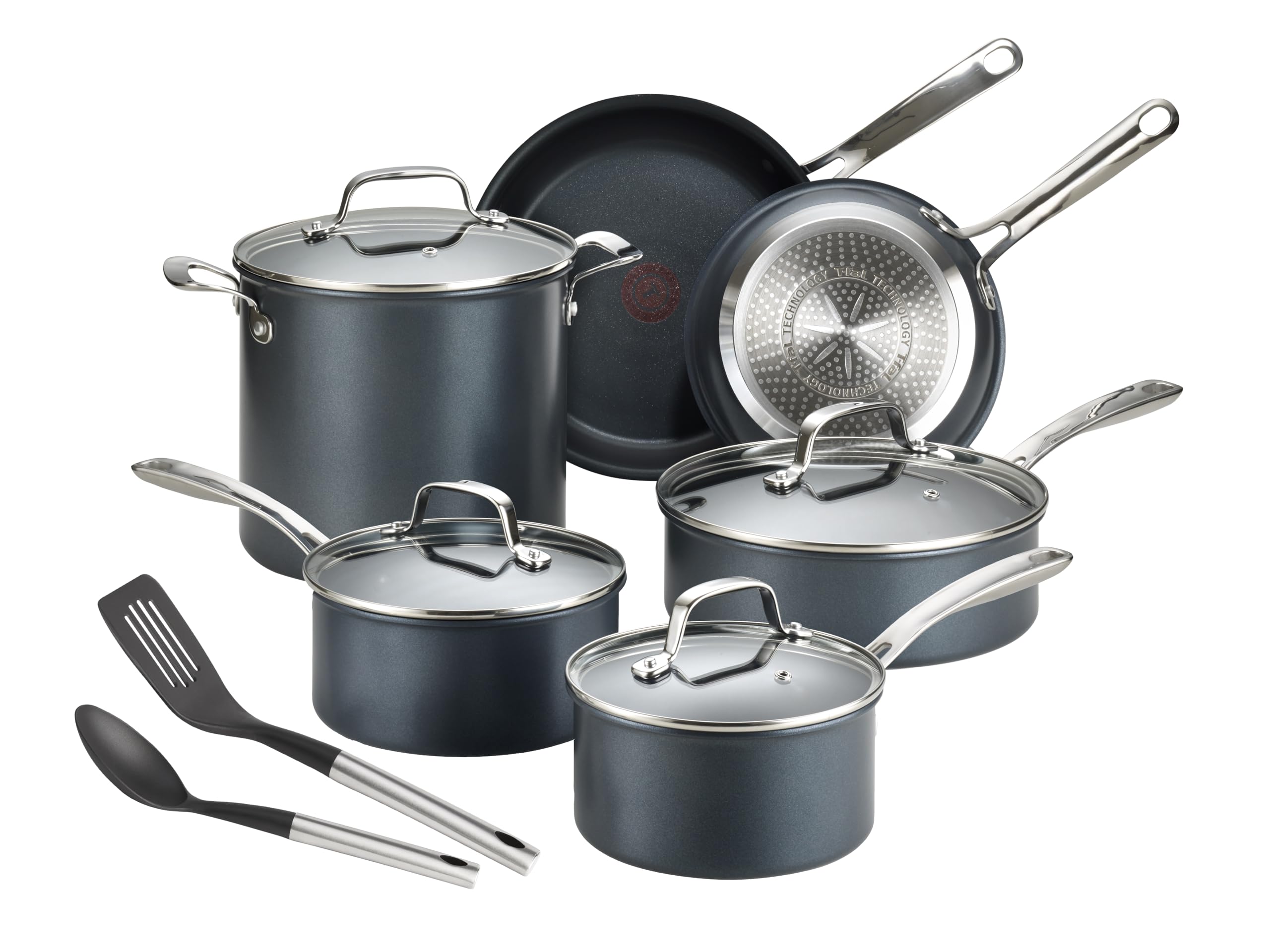 T-fal Platinum Non Stick Cookware Set 12 Piece, Induction, Oven Broiler ...