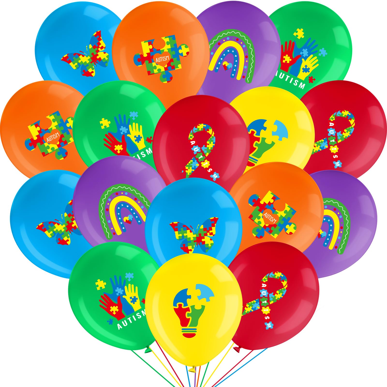 Threan 54 Pcs Autism Latex Balloons 12 Inch Autism Awareness Puzzle ...