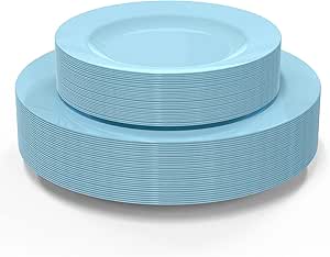 Amazon.com: Plastic Plates Disposable, Light Blue, 60 Pcs : Health ...
