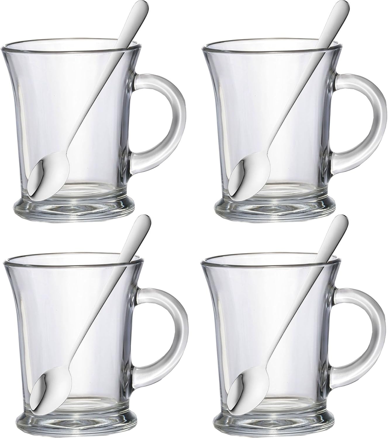 Set Of 4 38.5cl Essentials Aroma Large Clear Glass Tea Coffee Latte ...