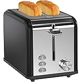 Amazon.com: Simple Deluxe 2-Slice Toaster, Stainless Steel Toaster, 6 ...