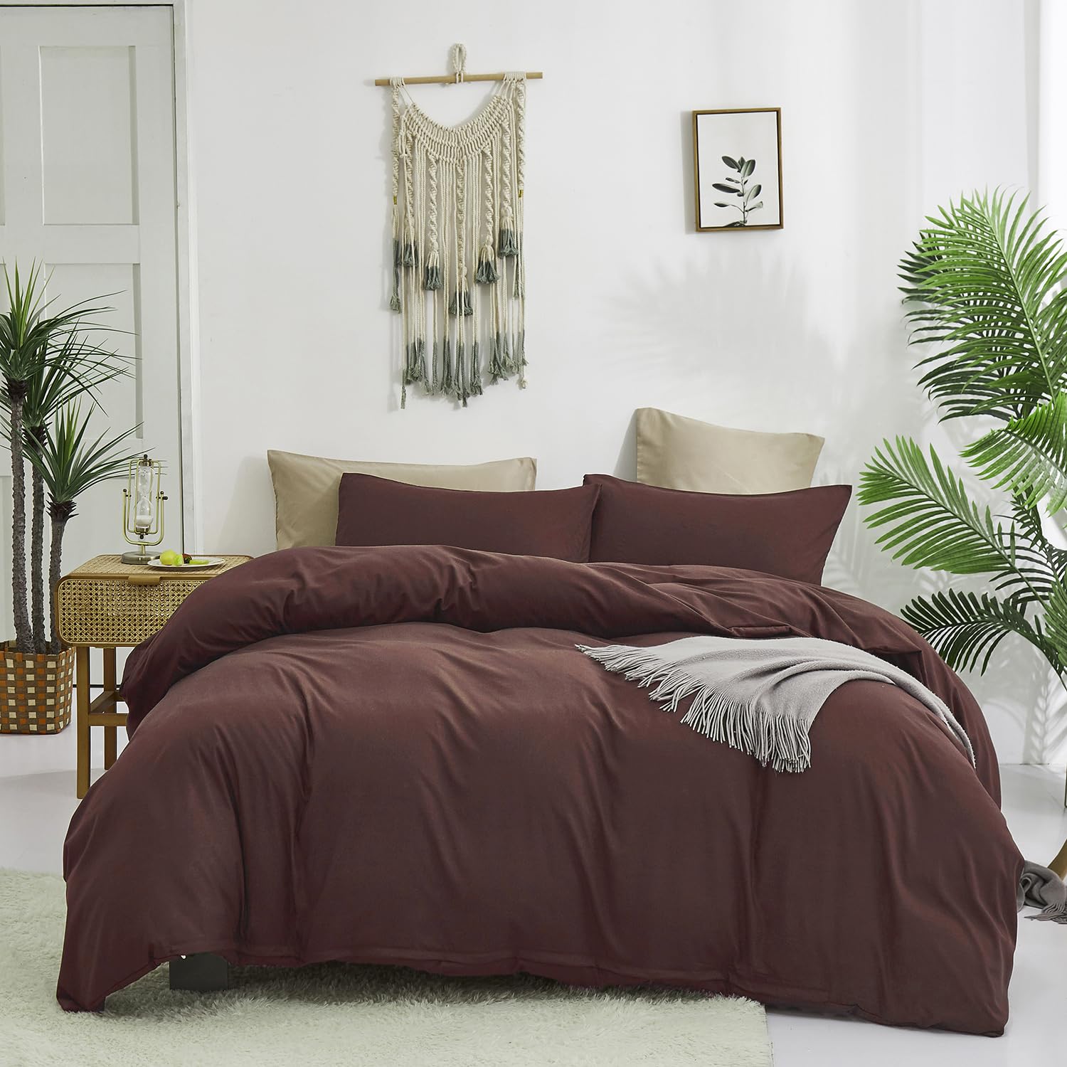 KAREVER Brick Red Comforter Set Twin Clay Color Bedding Set Women 3 ...