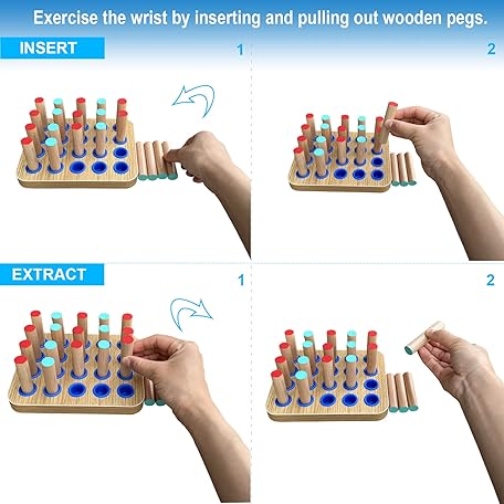 Mua 20-Hole Wooden Pegboard for Finger Dexterity Exercises, Easy Grip ...