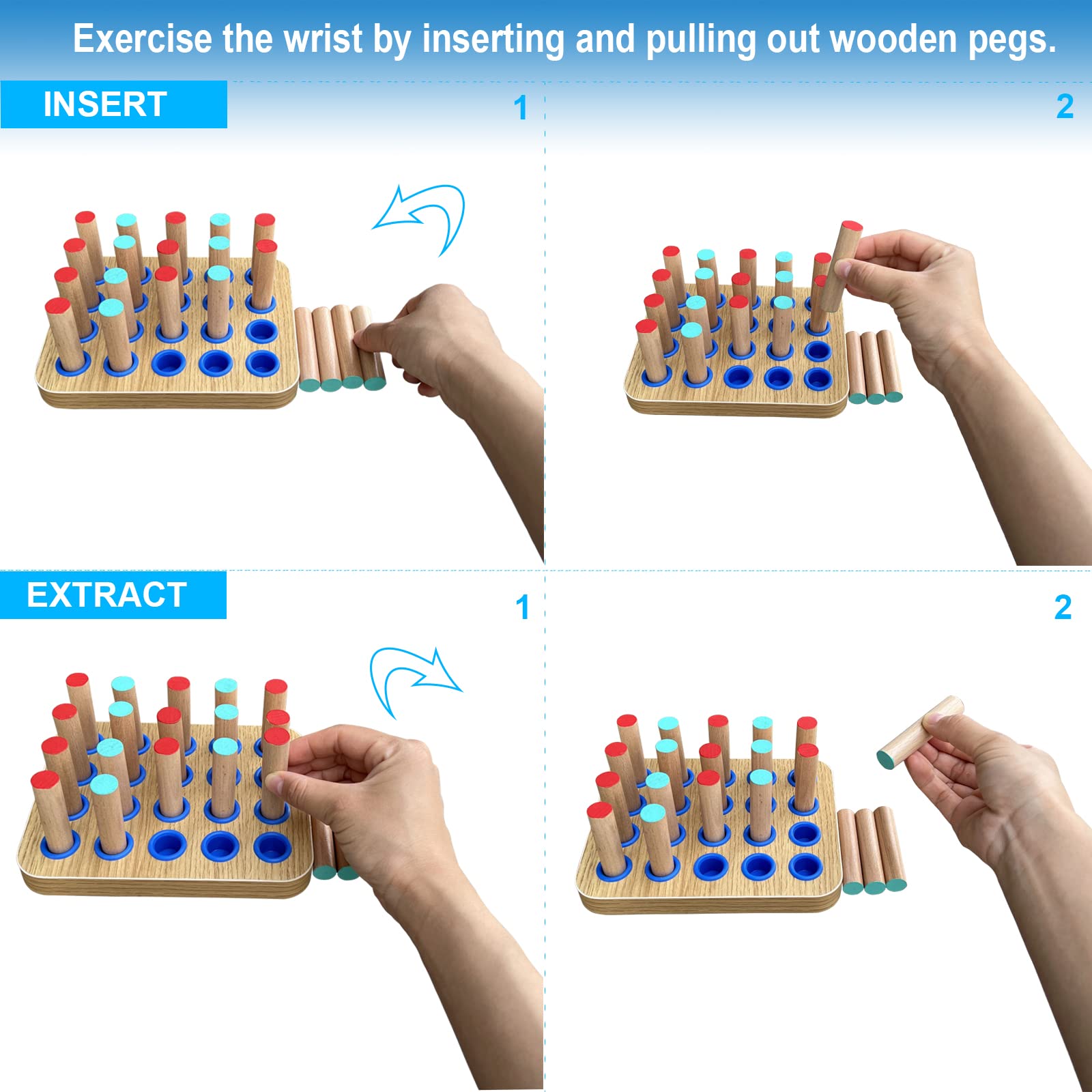 Mua 20-Hole Wooden Pegboard for Finger Dexterity Exercises, Easy Grip ...