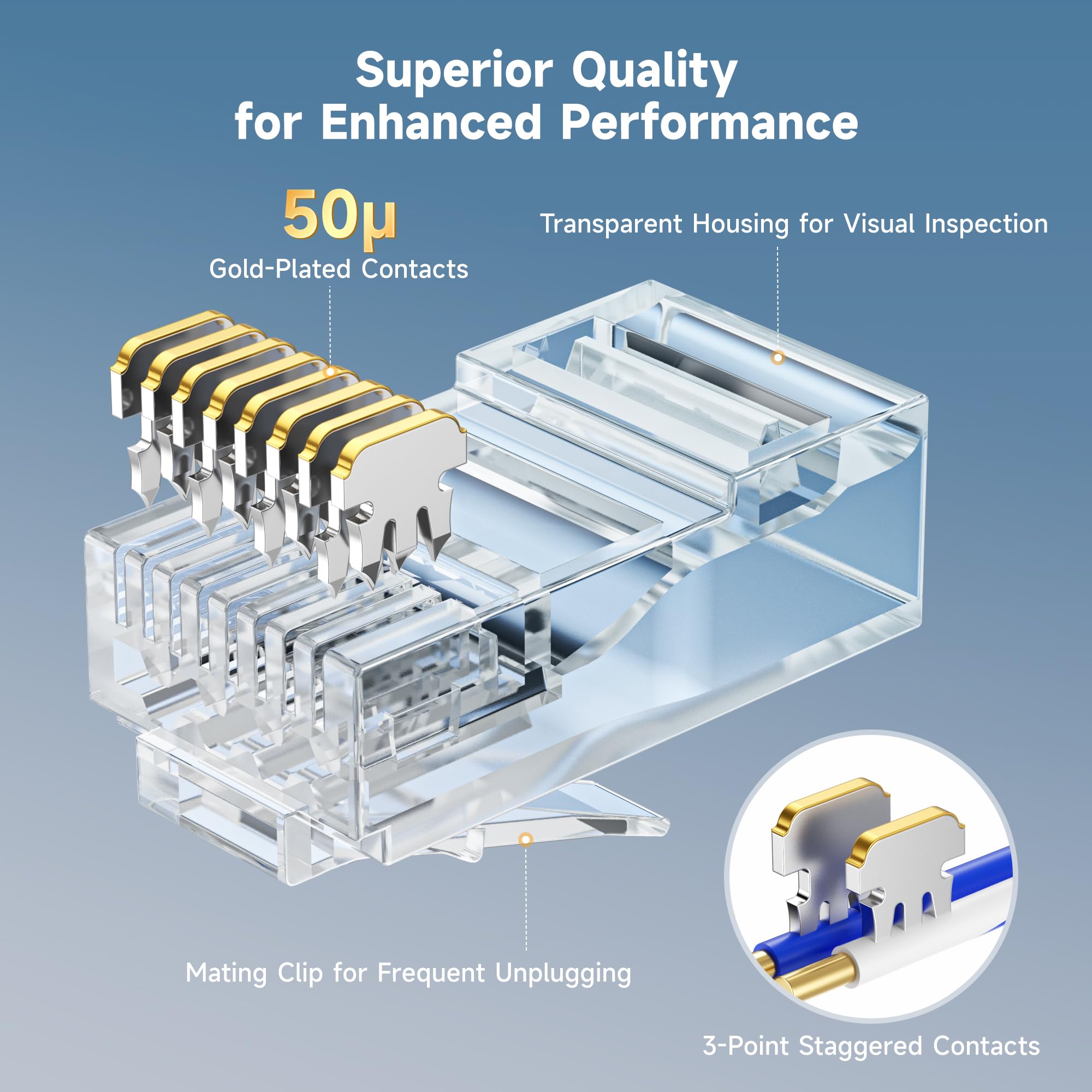 Mua Cable Matters 100-Pack CAT6 RJ45 Modular Plugs, 50µ Gold Plated ...