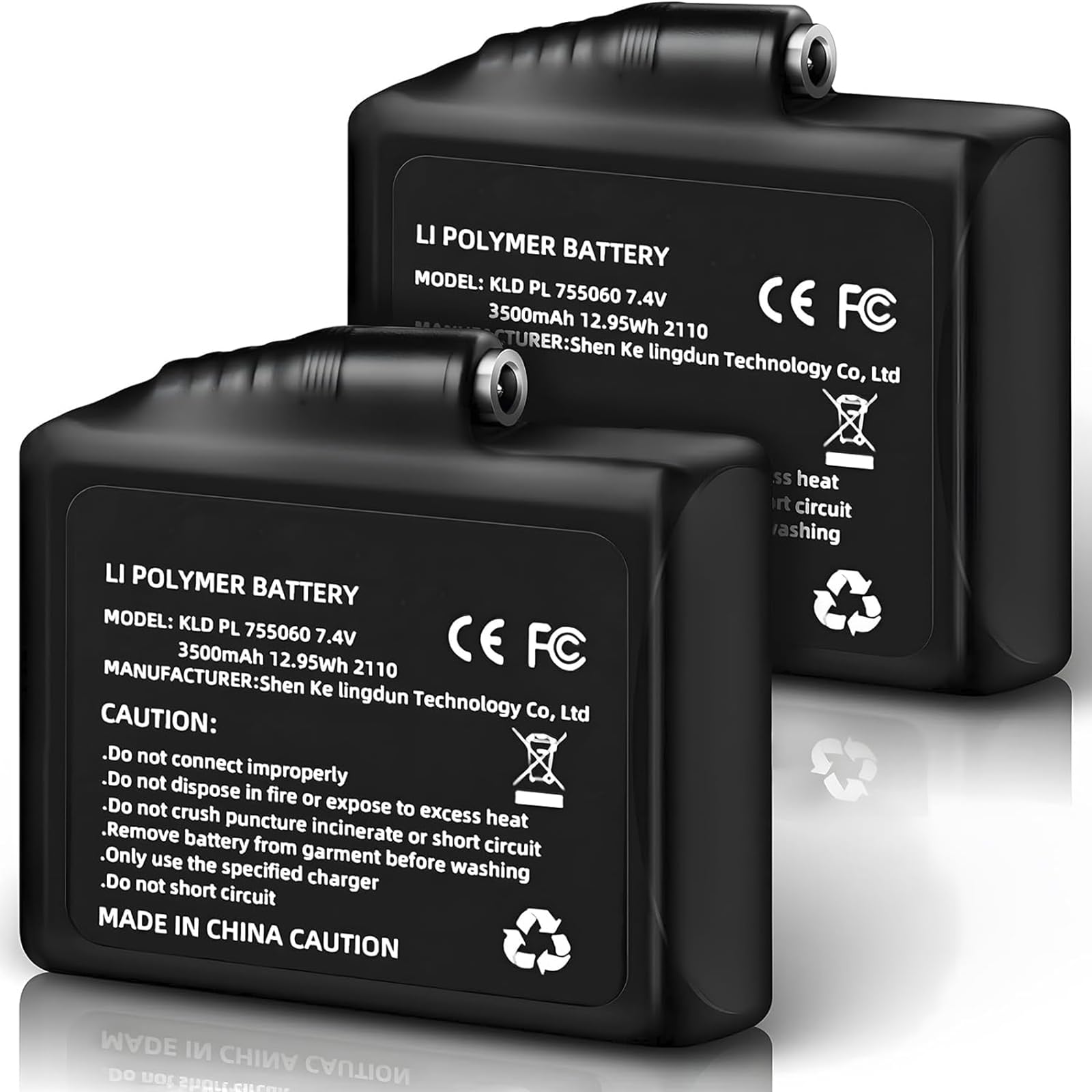 Auzoe 3500mAh 7.4V Battery Pack of 2, Batteries for Heated Gloves ...