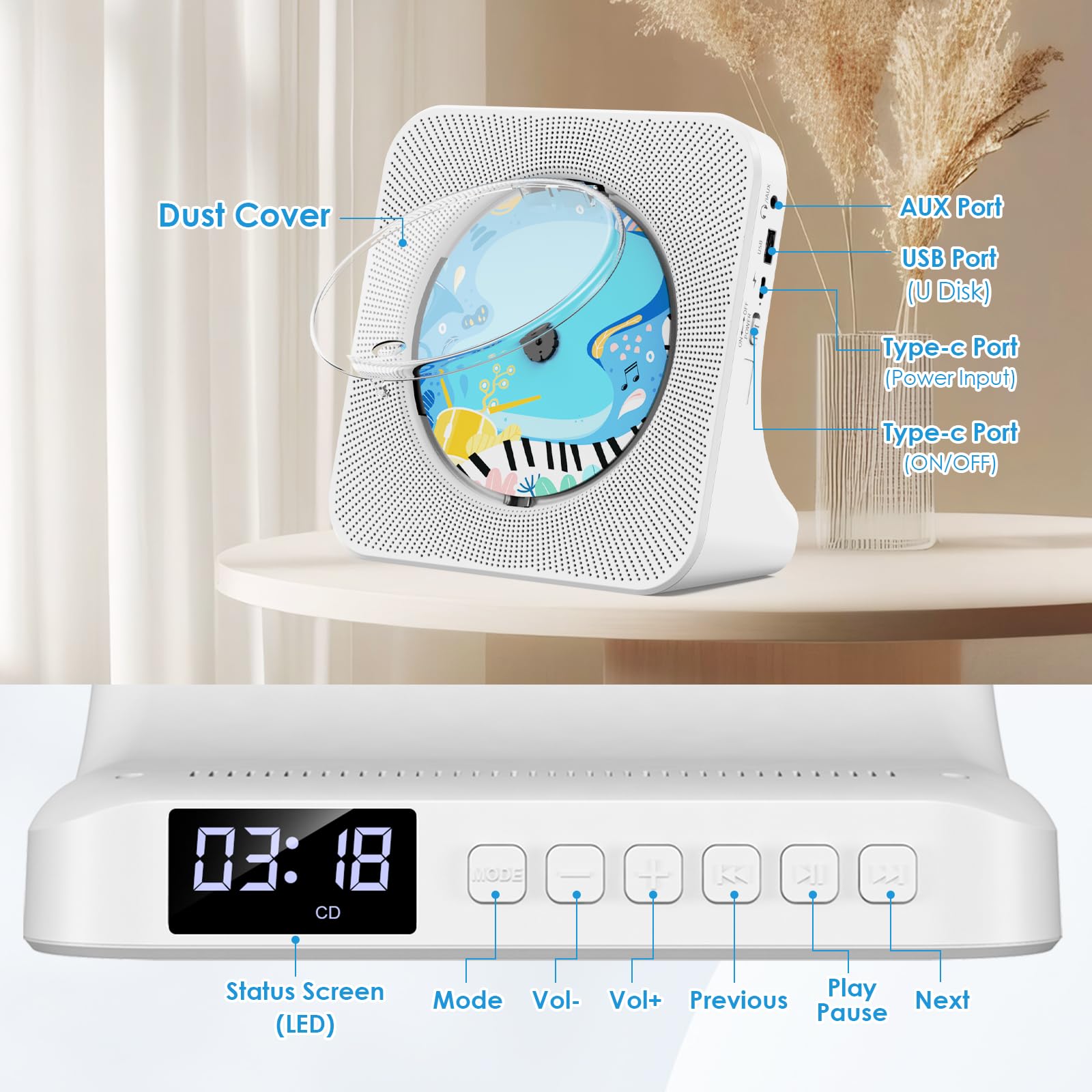 Mua CD Player Bluetooth CD Players for Home Desktop CD Player with ...