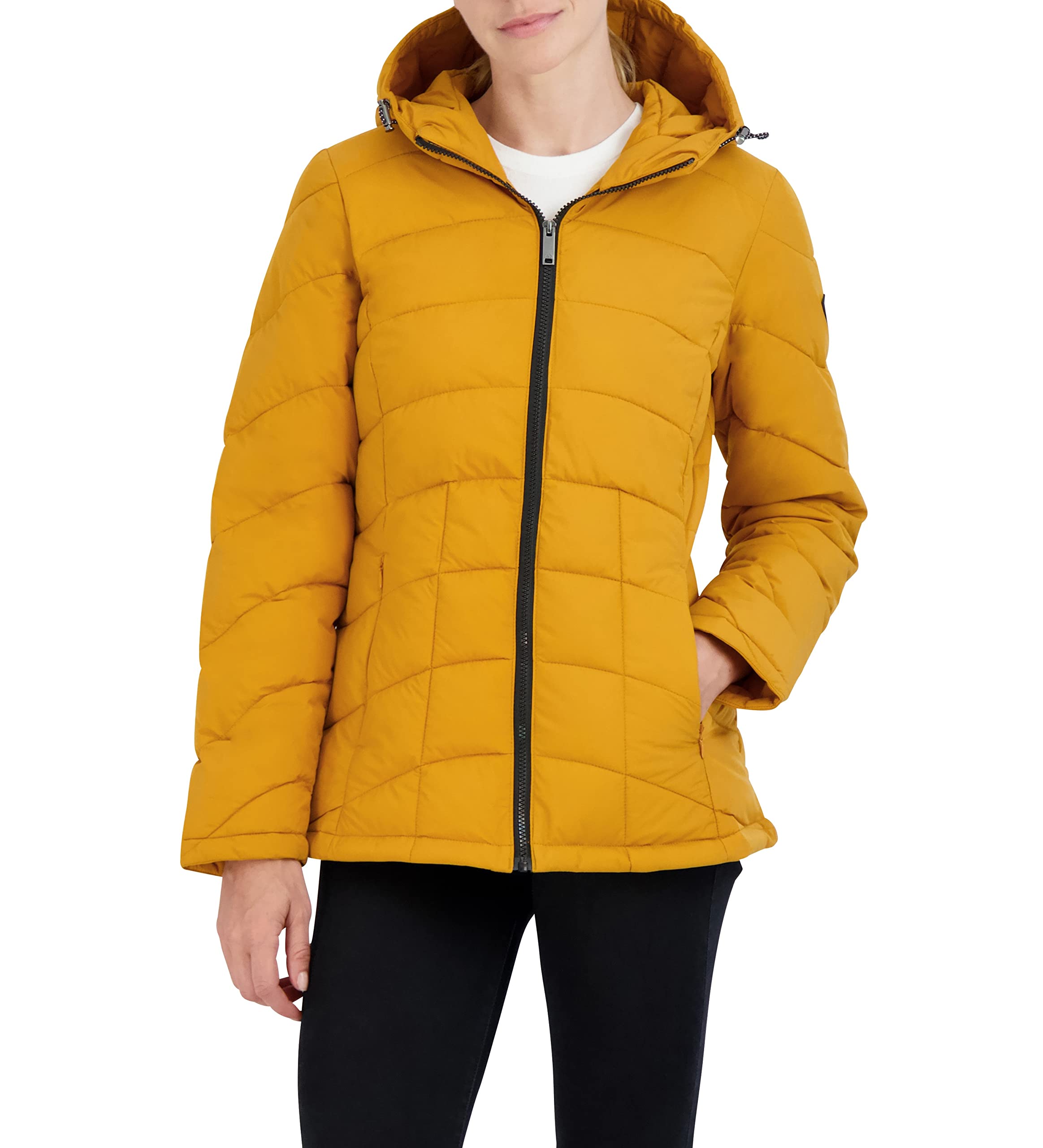 HFX Women's Short Stretch Quilted Jacket Front Zipper Hand Pockets ...