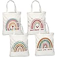 Amazon.com: Mixweer 4 Pcs Teacher Appreciation Gifts Bags Teacher Canvas Tote Bags for Women ...