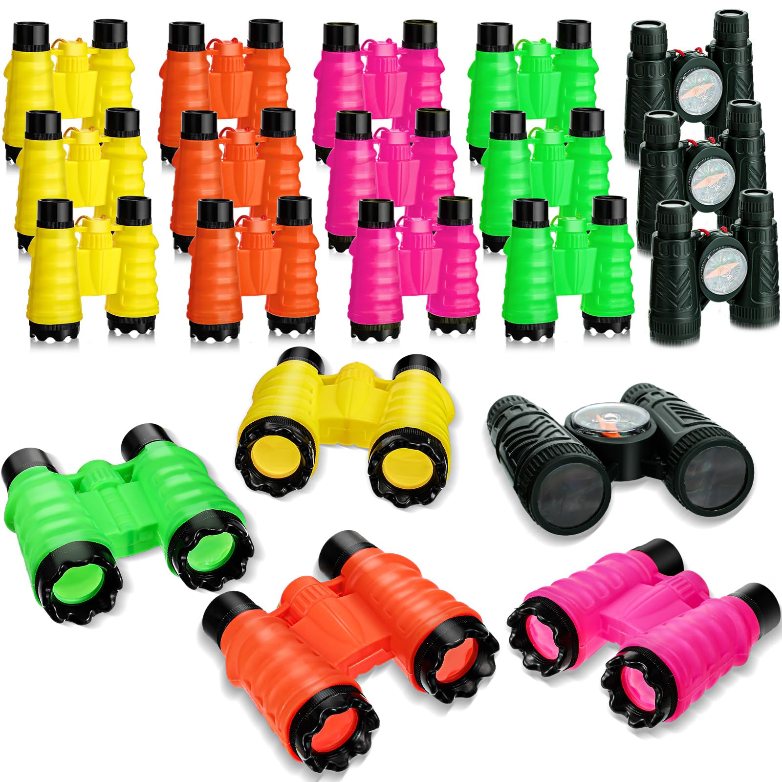 Kanayu 50 Pcs Mini Binoculars for Kids with Compass Bulk Kids Telescope ...