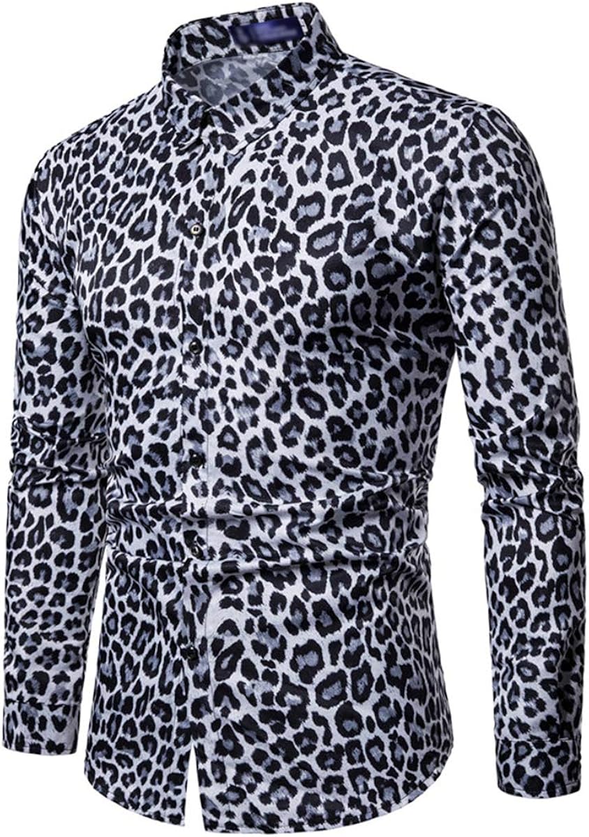 Männer-Leopard-Druck-Hemd Partei-Abschlussball-Mann-Hemd dünne Lange ...