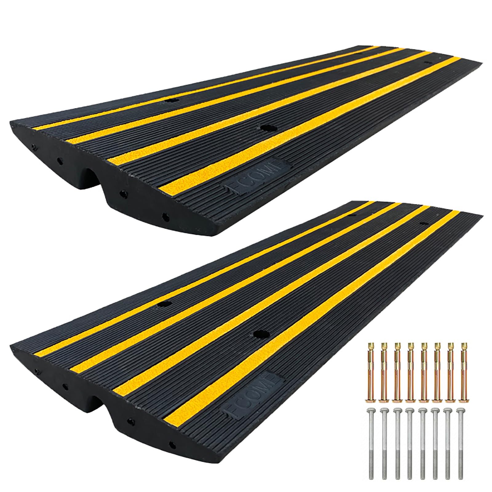 FCOME 2 Pack Rubber Heavy Duty 44000lbs Capacity Car Ramp, Rubber ...