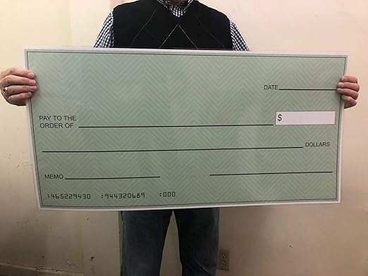 Amazon.com : Reusable Big Oversized Fake Rollable Check for ...
