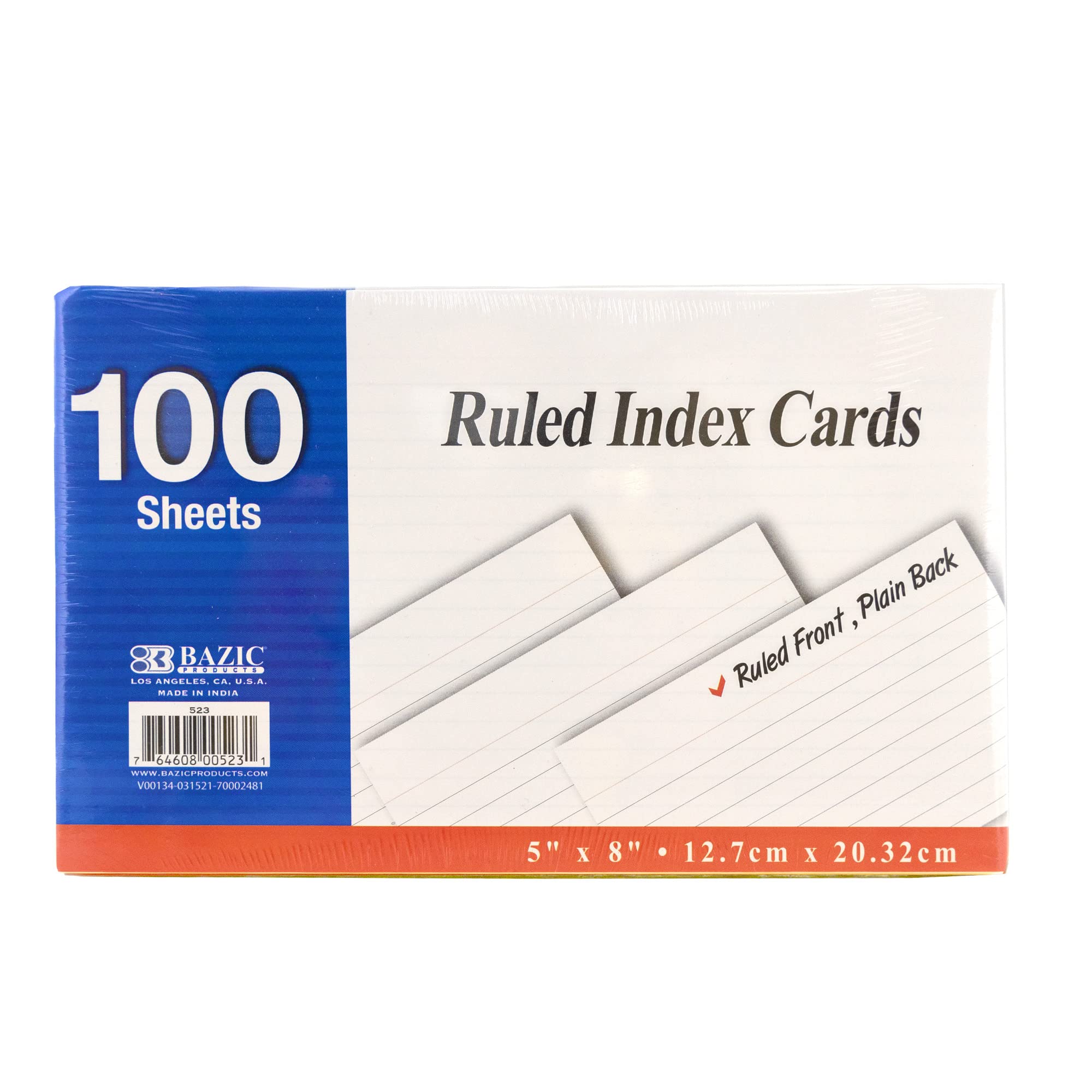 Mua BAZIC Ruled Index Cards 5" X 8" 100 Count, White Color Flashcards ...