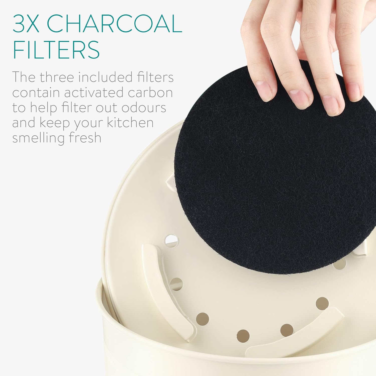 Navaris Metal Compost Bin – 3L Kitchen Composting Bucket with Filter ...