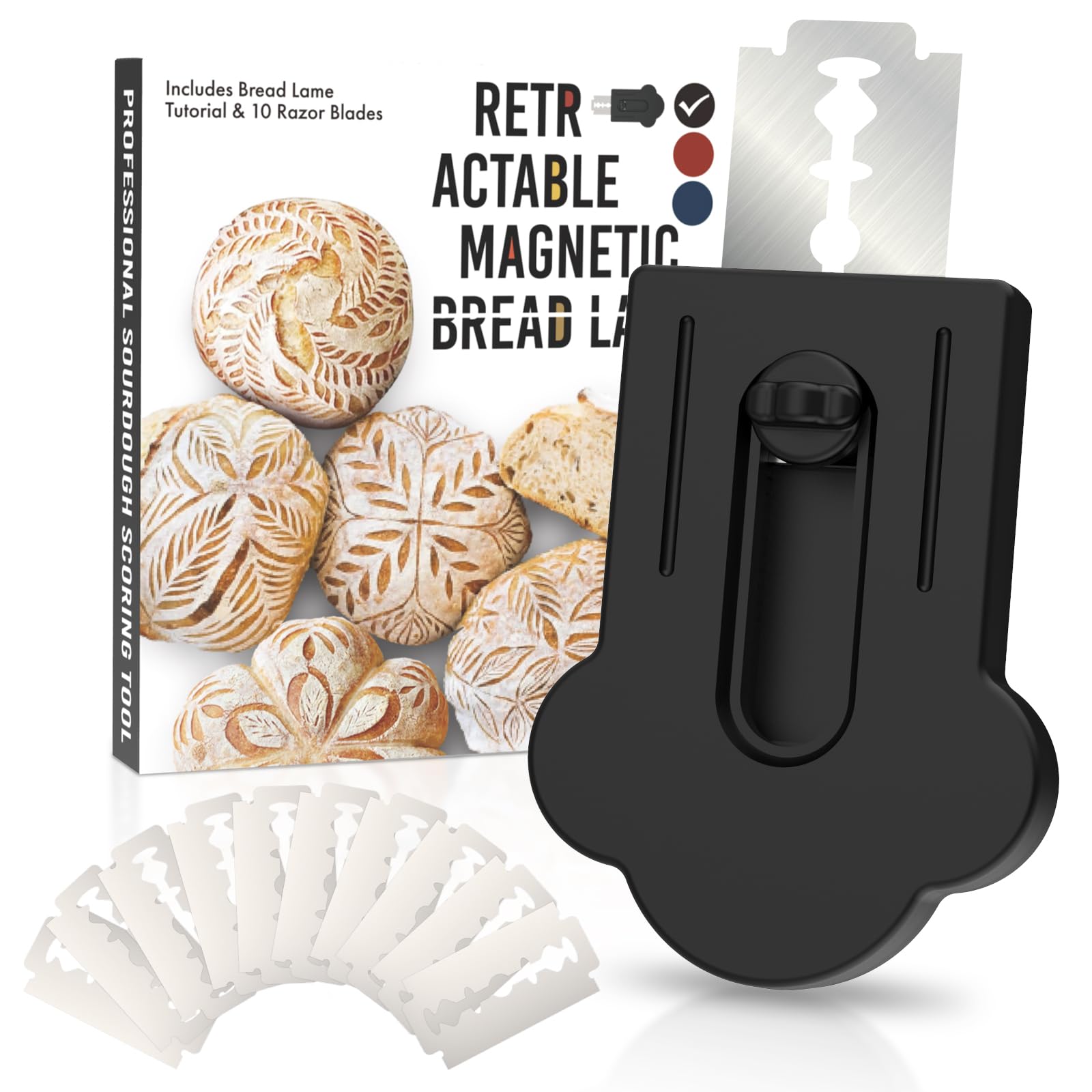 MEKER Bread Lame, Extractable Magnetic Dough Scoring Tool for Sourdough ...