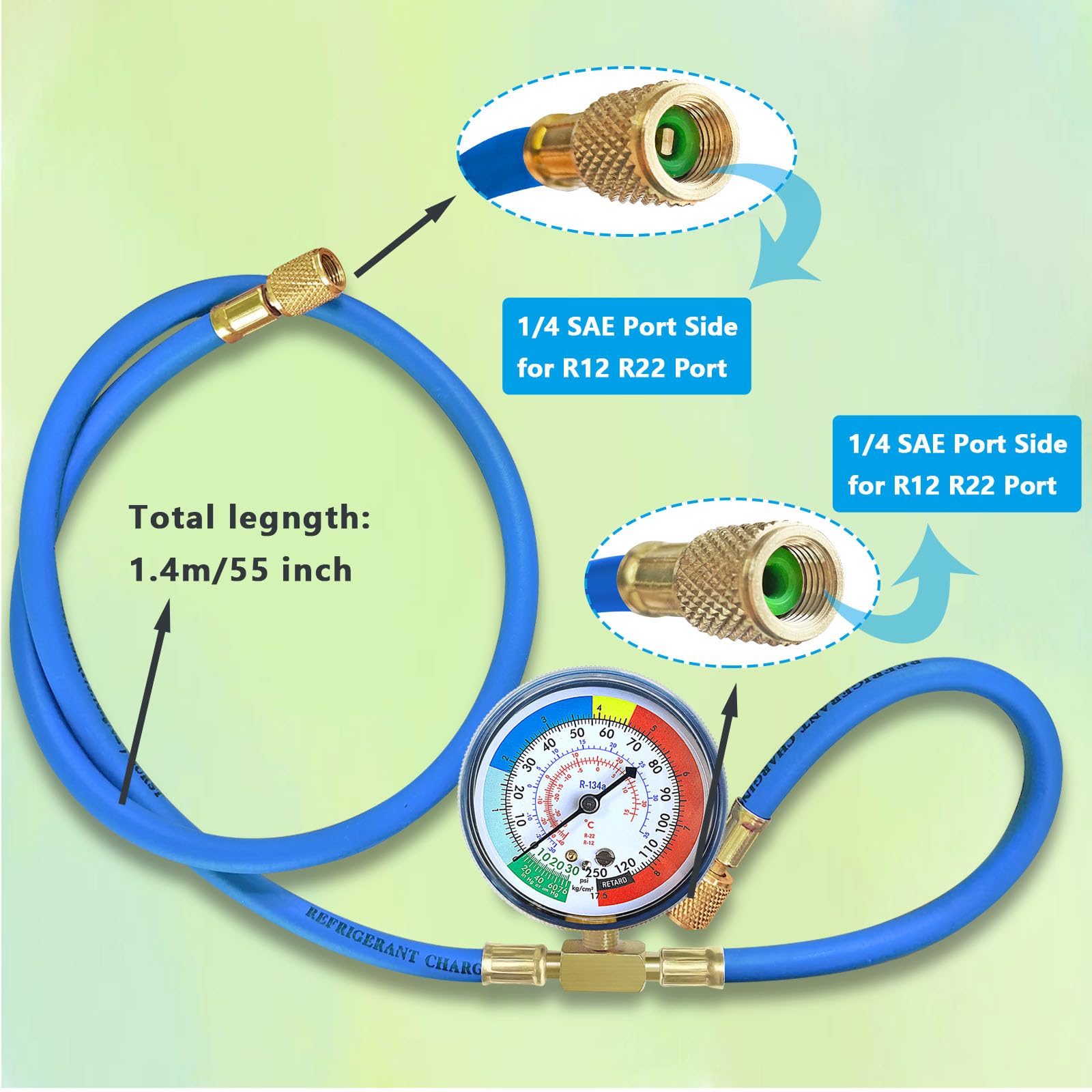Mua Boltigen R134a Refrigerant Recharging Hose with Gauge, A/C R134A ...