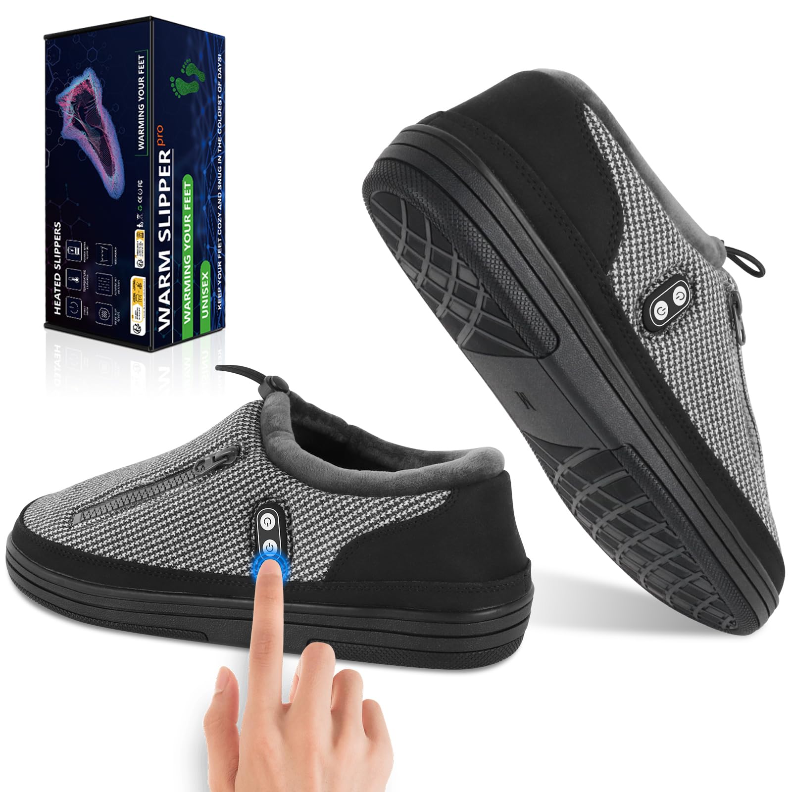 Foot Warmer, Kamlif Free-Moving Heating Pad Heated Slippers for Men ...
