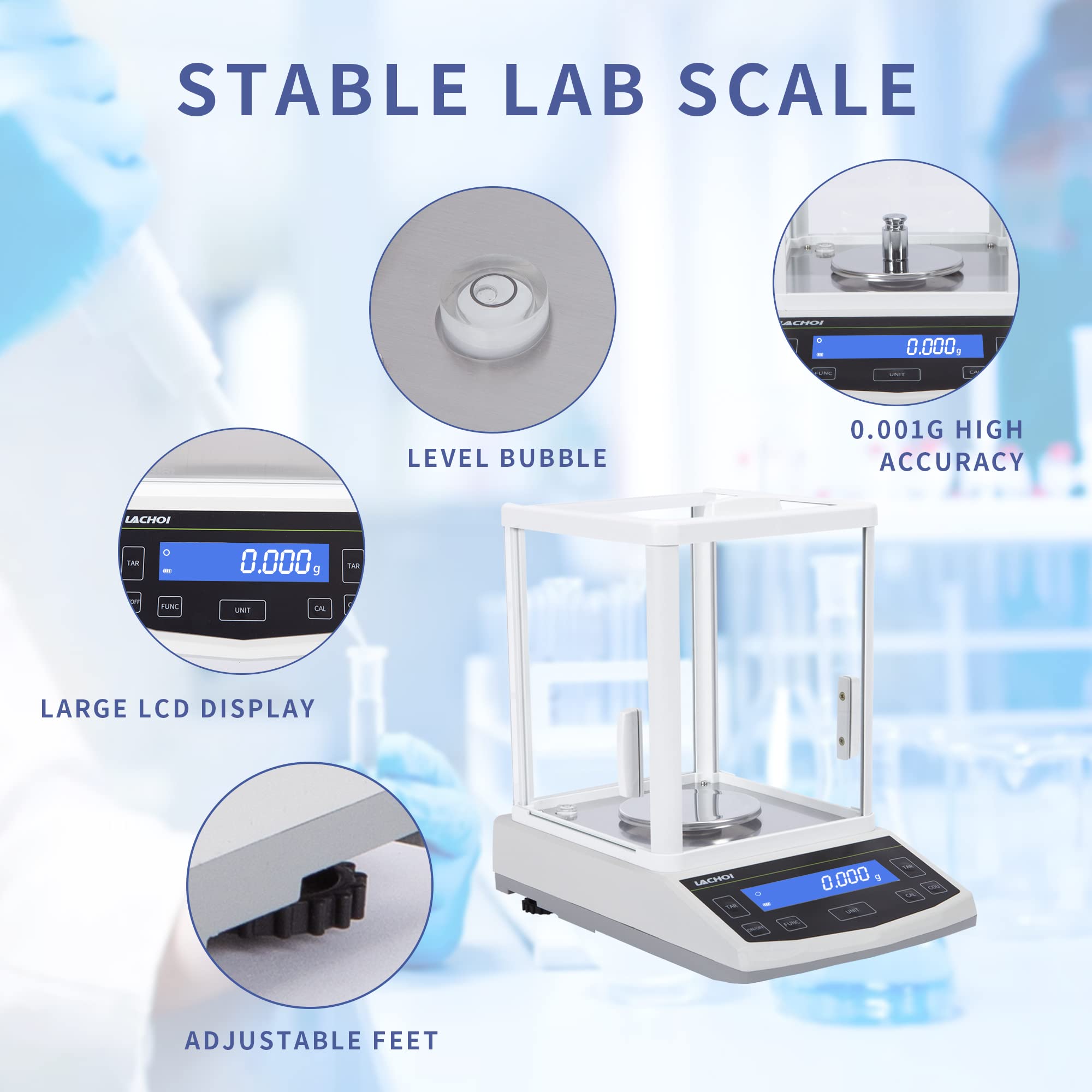 LACHOI Lab Analytical Balance 500g×1mg High Precision Electronic Lab ...