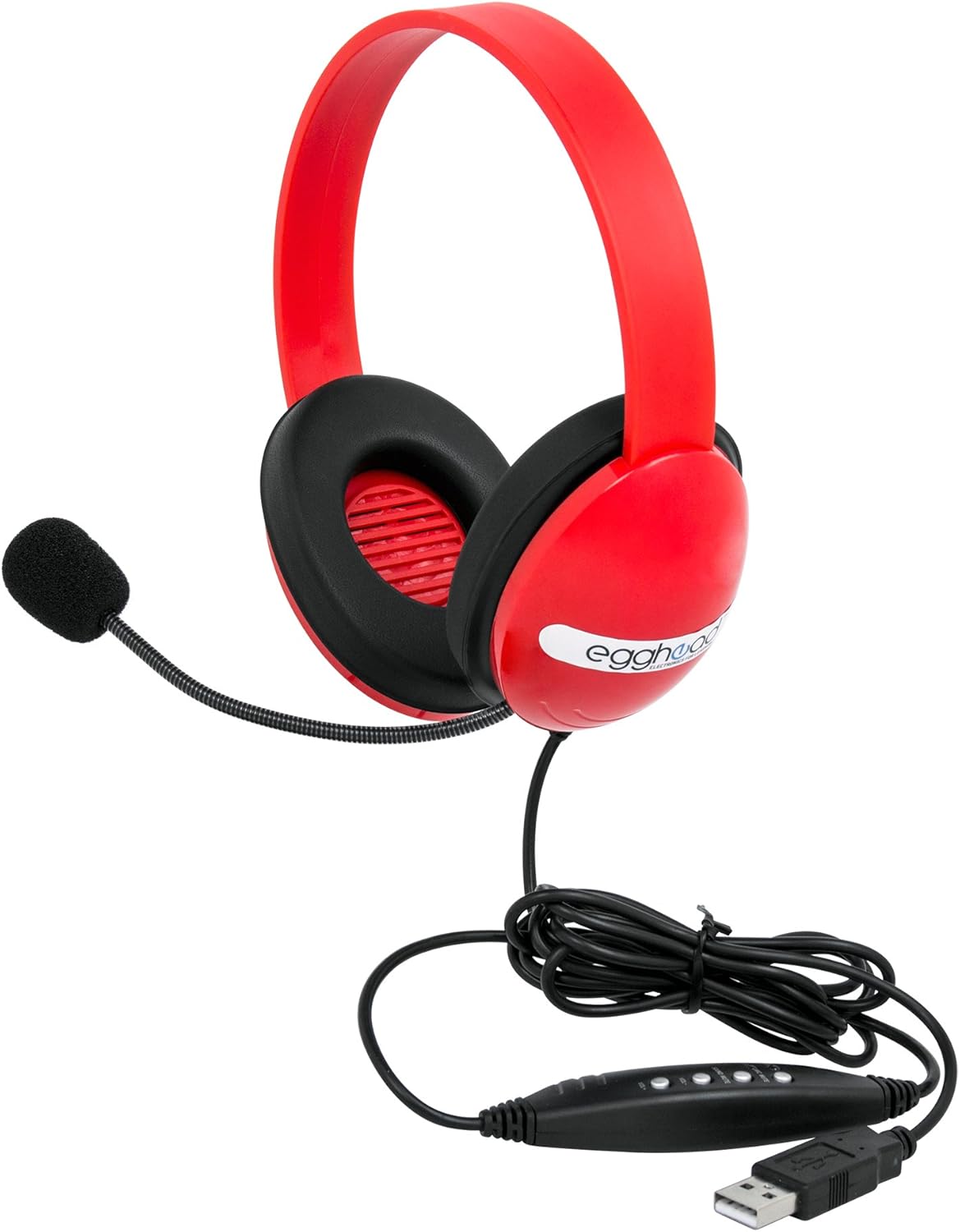 Egghead EGG-IAG-1006-RD-SO-10 USB Kids Headphones with Boom Microphone ...