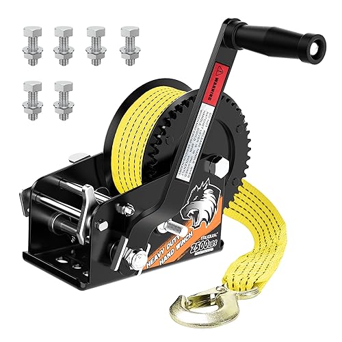 Boat Trailer Winch, Heavy Duty Hand Crank winch with 33FT Strap, 2- Way ...
