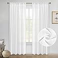 Amazon.com: DWCN White Faux Linen Sheer Curtains - Rod Pocket Textured Semi Voile Bedroom and ...