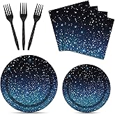 Amazon.com: 50 Guests Galaxy Party Starry Night Supplies Tableware Set ...