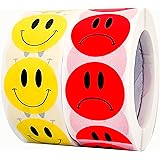 Amazon.com: 1" Happy/Sad Smiling Face Behavior Stickers - (Red/Yellow ...