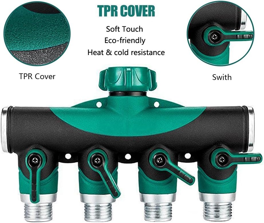 Calish 4 Way Garden Hose Splitter, Outdoor Utility Hose Connector ...