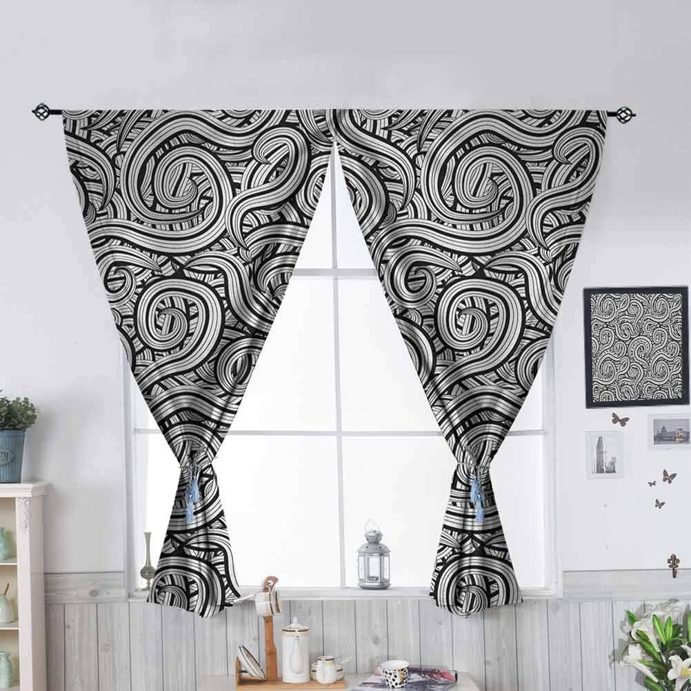 Hiiiman Room Darkening Rod Pocket Curtain Circular Shapes Monochrome ...