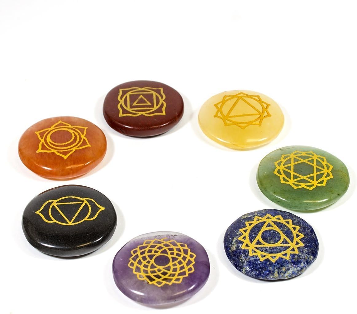Healing Crystals India Crystal Chakra Disc Set Original Sanskrit ...
