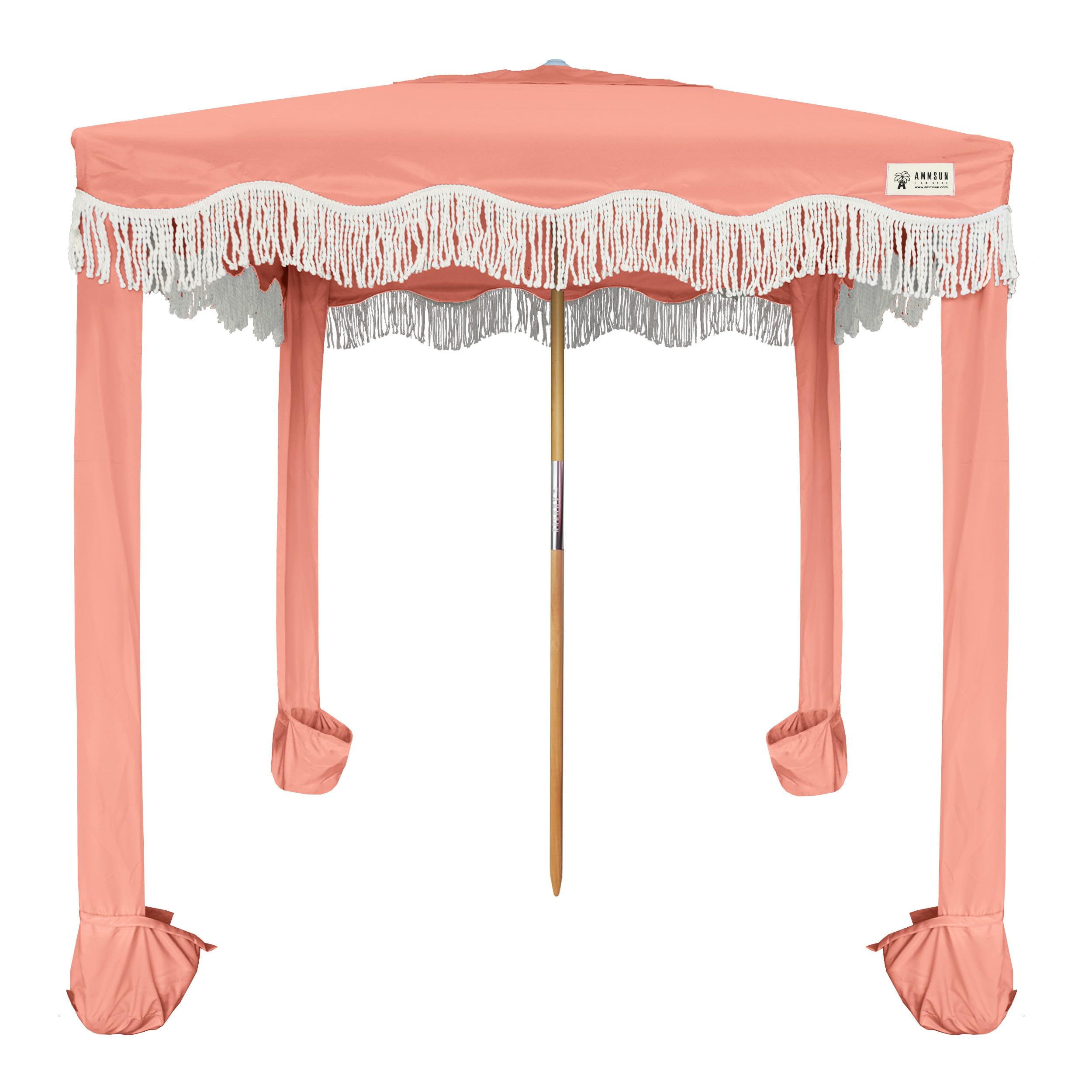 AMMSUN Beach Cabana with Fringe, 6'×6' Boho Beach Canopy with Tassels ...