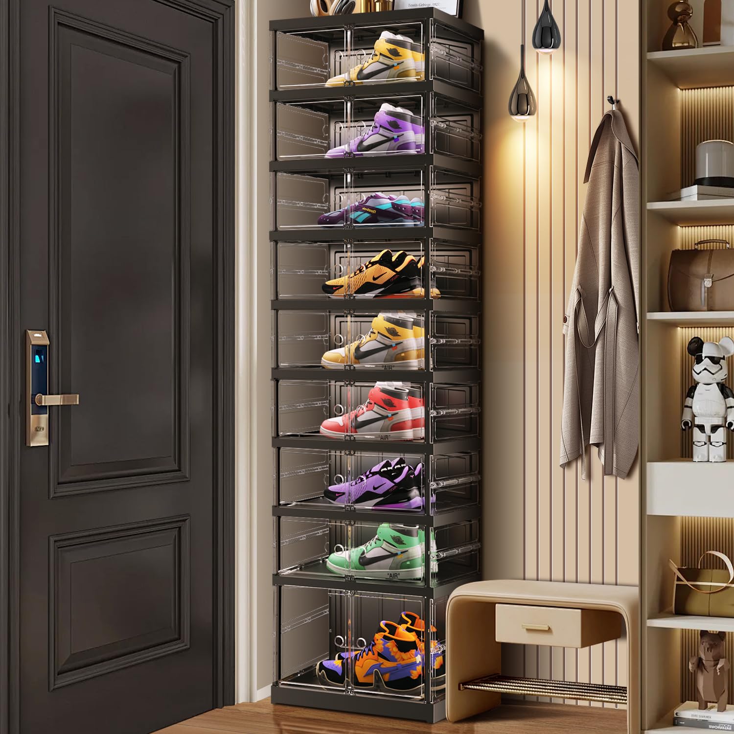 CIMLORD 9-Tier Foldable Shoe Rack for Closet Entryway 9-18Pairs ...