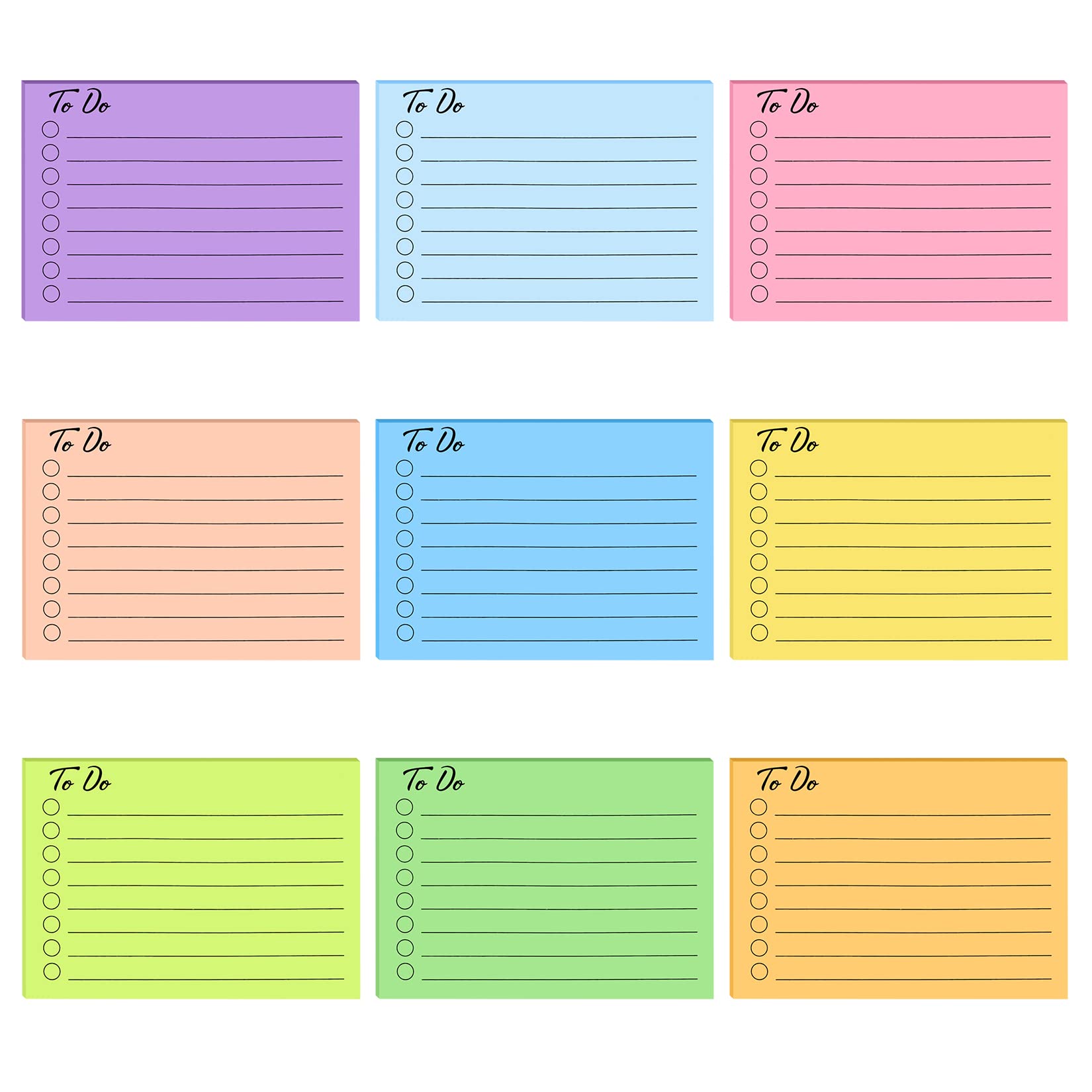 9 Pack to Do List Sticky Notes Sticky Notes with Lined Sticky Notes ...