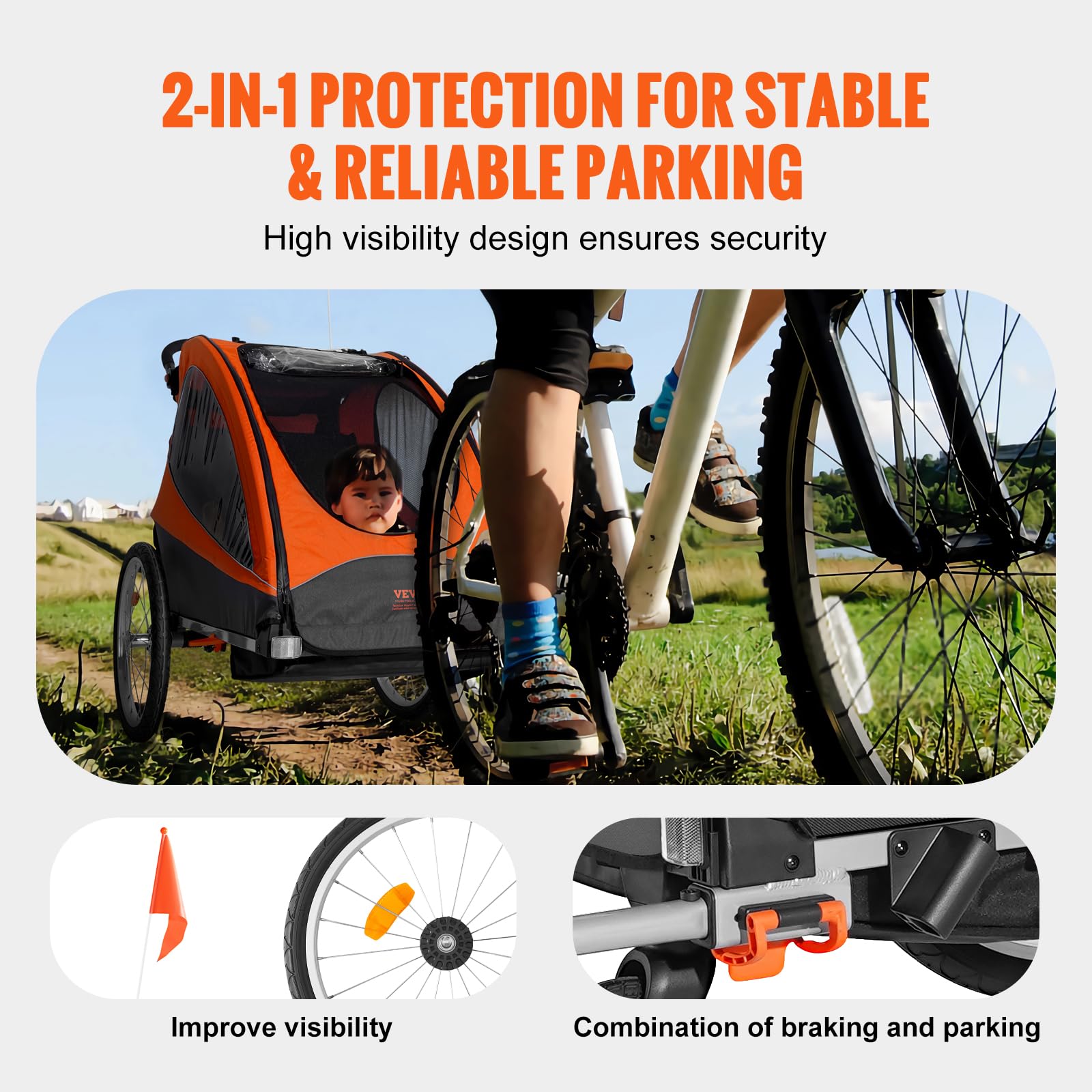 Mua VEVOR Bike Trailer for Toddlers, Kids, 2 Seat, Supports up to 100/ ...