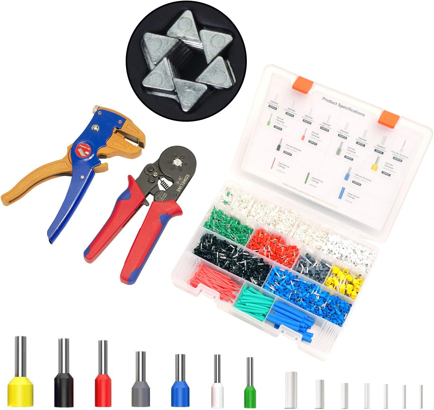 Bare Tube Terminals Insulated Cord End Cable Lugs Self-Adjustable ...