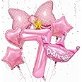 Amazon.com: Pink Princess Balloons with 40 Inch Crown Pink Number 7 ...
