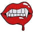 Amazon.com: Pinsanity Red Vampire Lips and Fangs Embroidered Iron-on Patch
