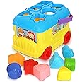 Amazon.com: Playkidiz Bus Shape Sorter Toy - Kids Block Sorter with 16 ...