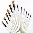 Amazon.com: Angular Paint Brushes Nylon Hair Angled Watercolor Pait ...