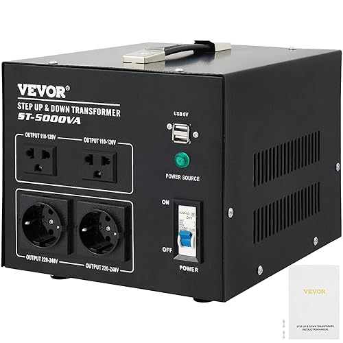 VEVOR Voltage Converter Transformer,5000W Heavy Duty Step Up/Down Transformer Converter(240V to ...