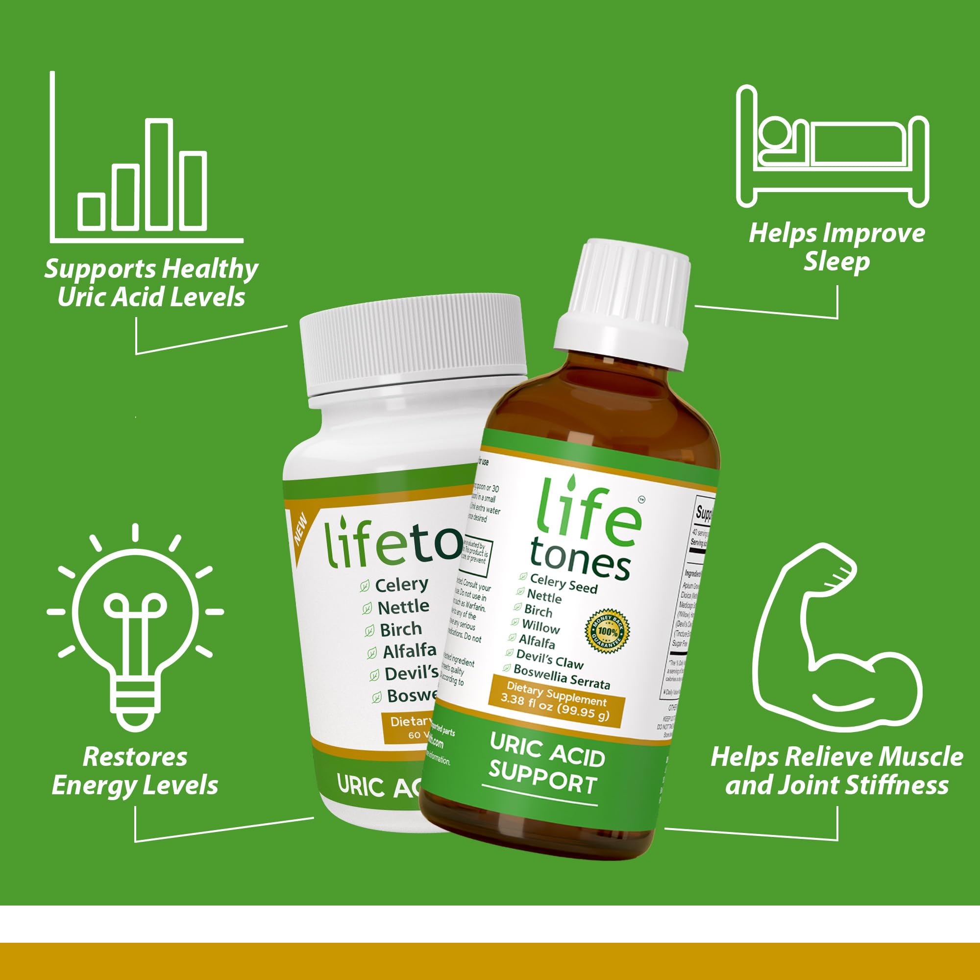 Mua Lifetones Uric Acid Support Bundle - Tincture & Capsules for Joint ...