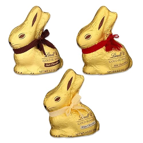 Lindt Chocolate Easter Bunny Bulk 3 Pack- Contains 1 Each of Milk ...
