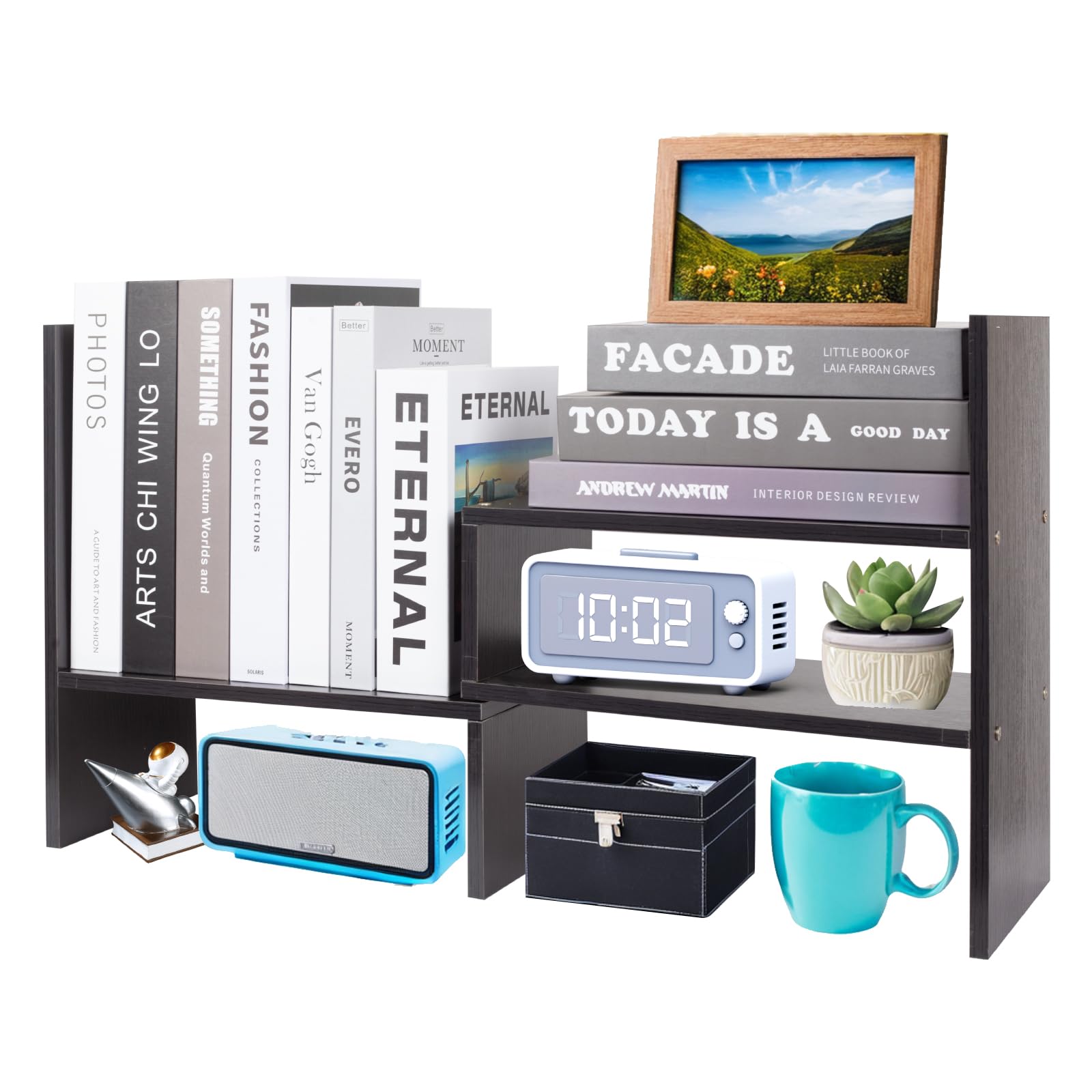 PowerKing Wood Desktop Organizer, Adjustable Display Shelf Rack for ...