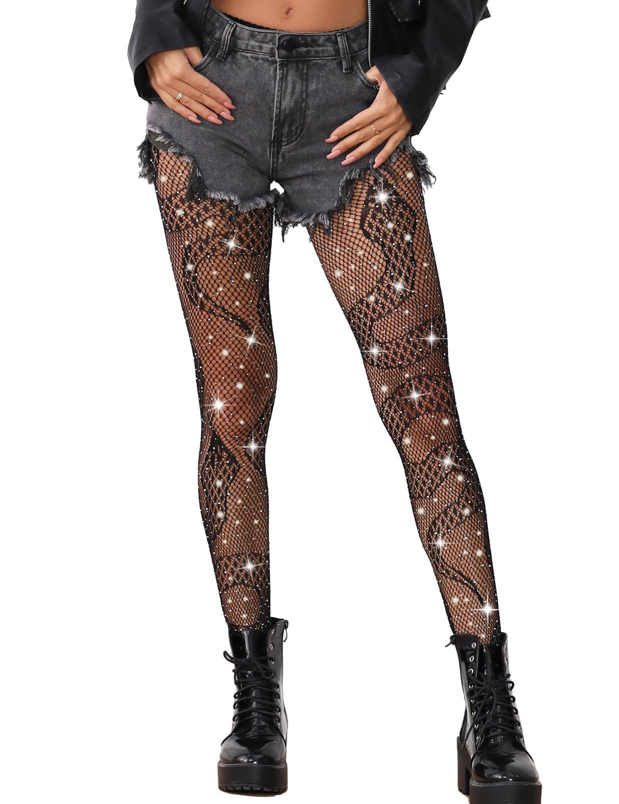 MEILiHiHi Snake Tights, Snake Fishnets, Sparkle Rhinestone Tights ...