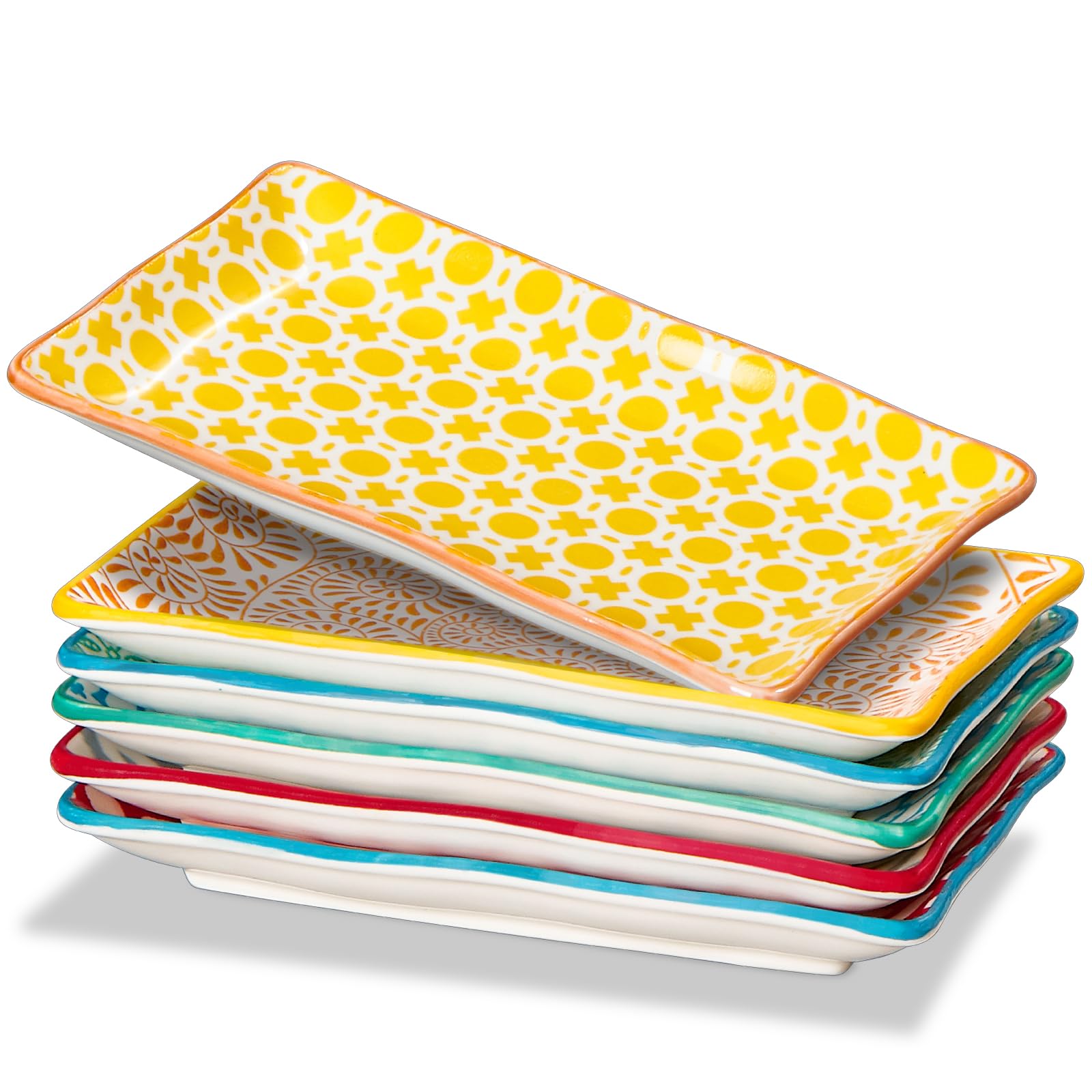 ONEMORE Appetizer Plates Set of 6-7.5 inch Small Serving Platters ...