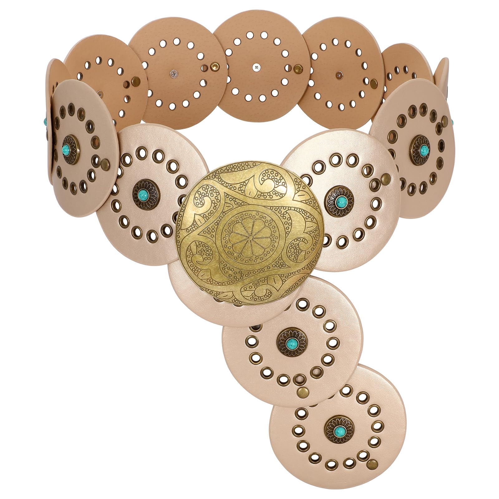 XZQTIVE Western Leather Belts for Woman Concho Cowgirl Cowboy Disc Belt ...